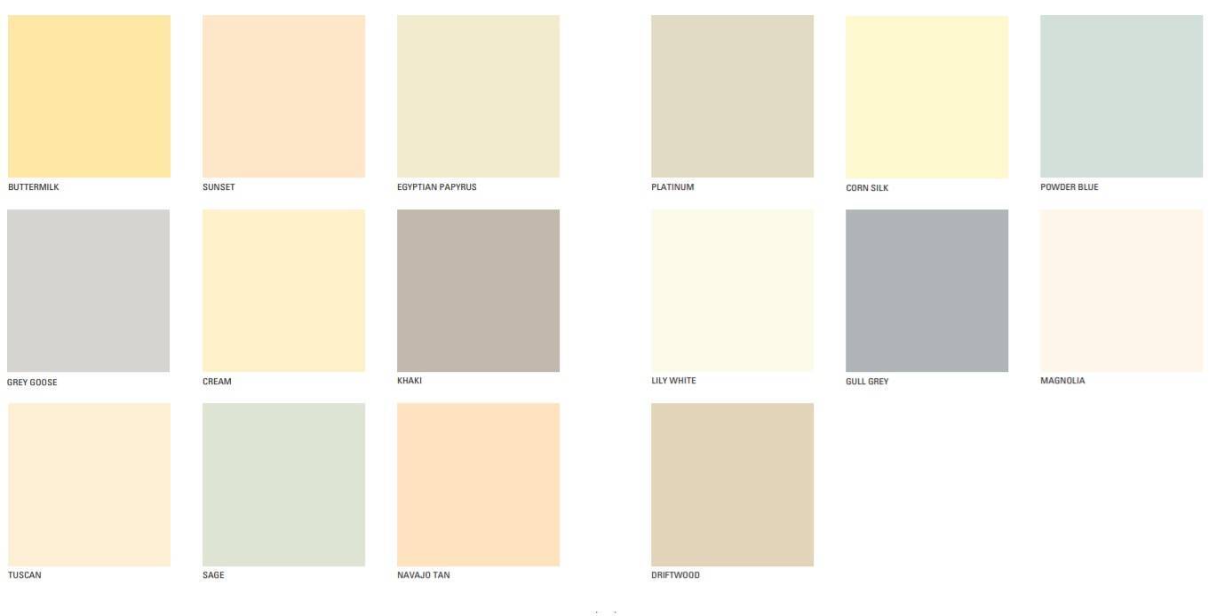 Wall Coating Colours | Andura Colour Chart - Protex Wall Coatings